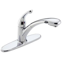 Single Handle Pull-Out Kitchen Faucet in Chrome 470-DST | Delta Faucet