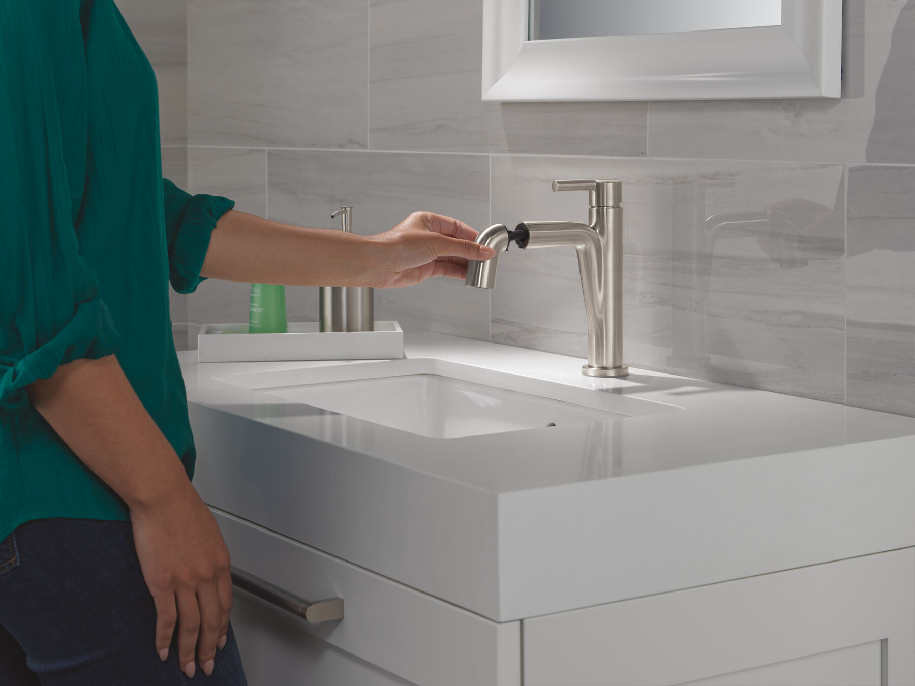 Single Handle Pull-Down Bathroom Faucet in Stainless 15849LF-SSPD ...