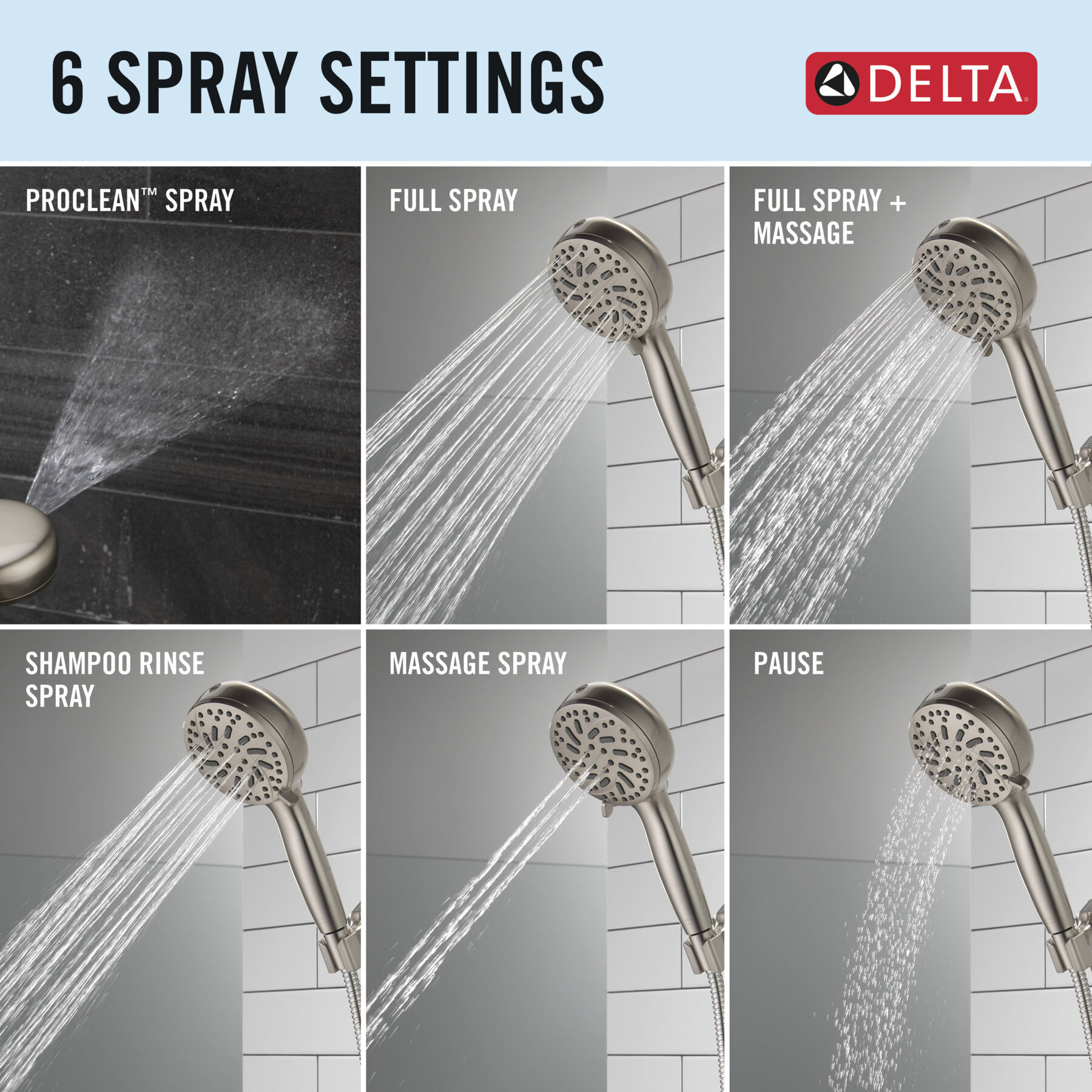 6-Setting Hand Shower with Cleaning Spray in Spotshield Brushed Nickel ...