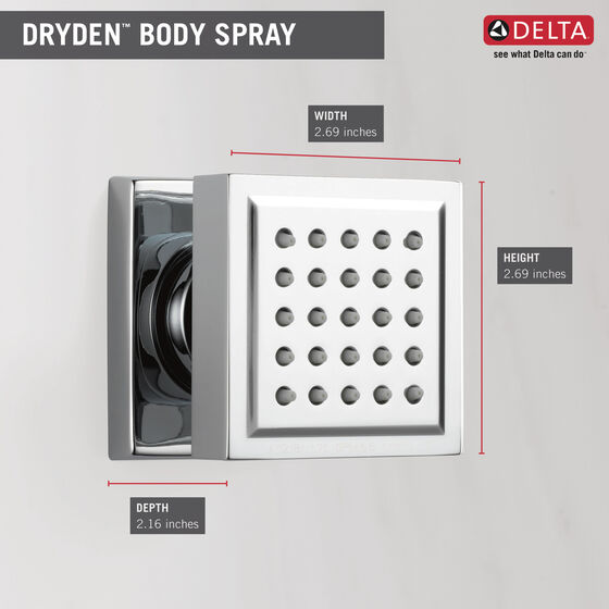 Body Spray Square Surface Mount (Recertified) in Chrome 50150-R | Delta ...