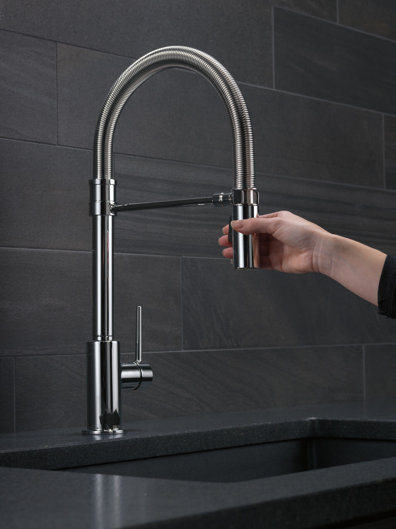 Single-Handle Pull-Down Spring Kitchen Faucet in Chrome 9659-DST ...