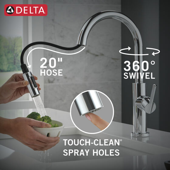 Single Handle Pull-Down Kitchen Faucet in Chrome 19867LF | Delta Faucet