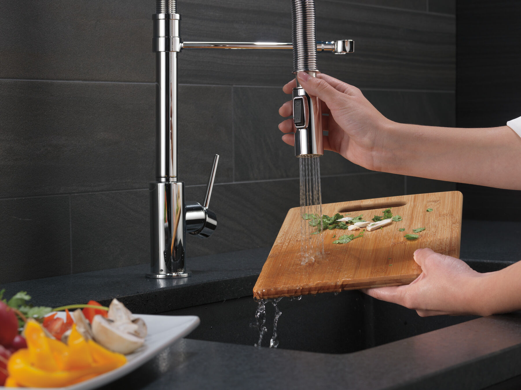 Single-Handle Pull-Down Spring Kitchen Faucet in Chrome 9659-DST ...