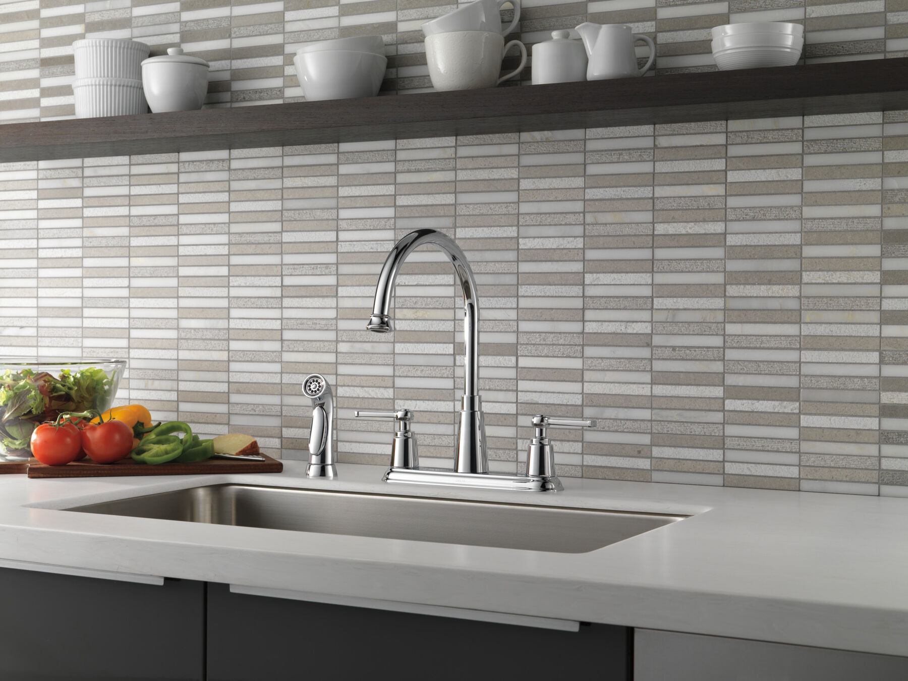 Two Handle Kitchen Faucet with Spray (Recertified) in Chrome 21742LF-R ...