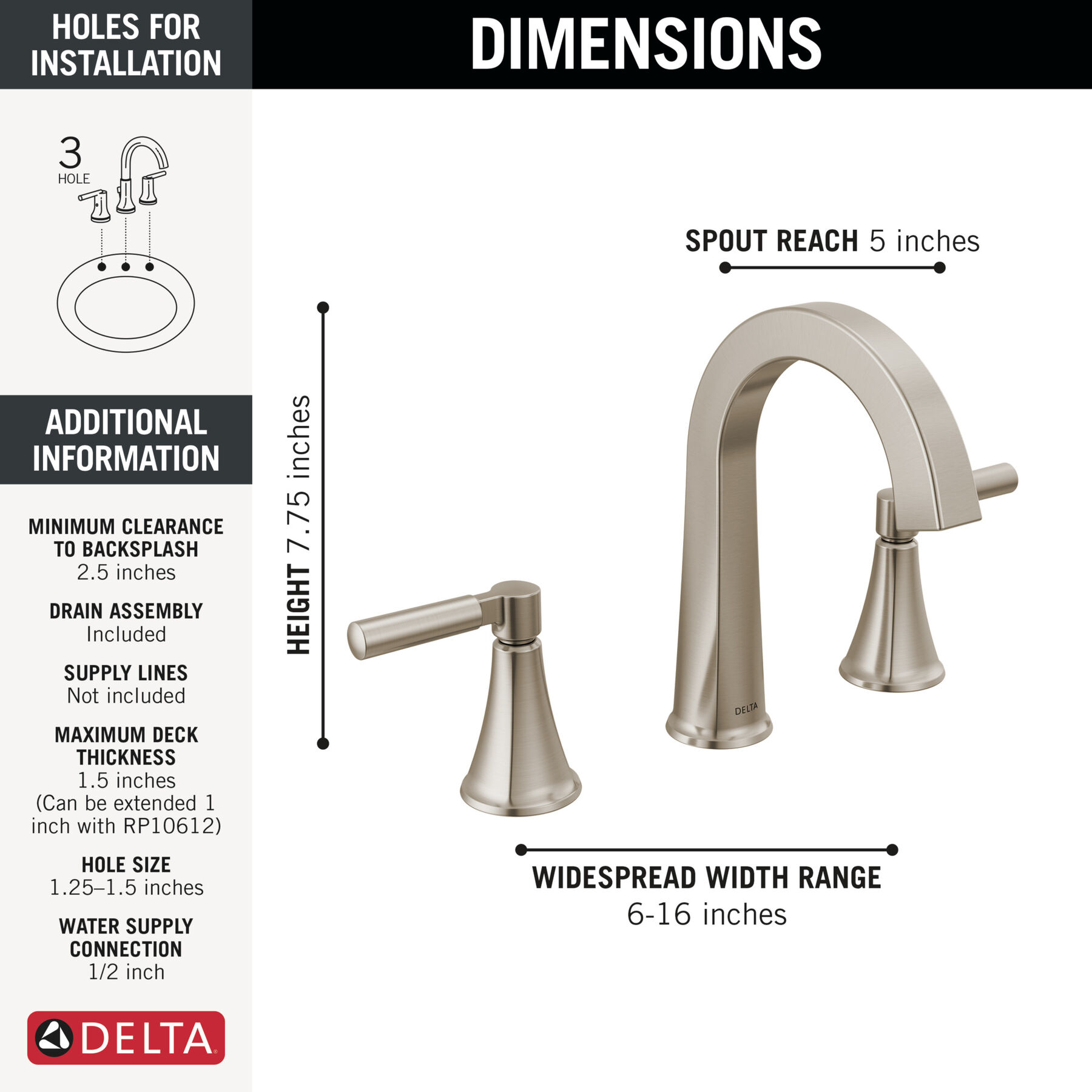 Two Handle Widespread Bathroom Faucet in Spotshield Brushed Nickel 35839LF-SP | Delta Faucet