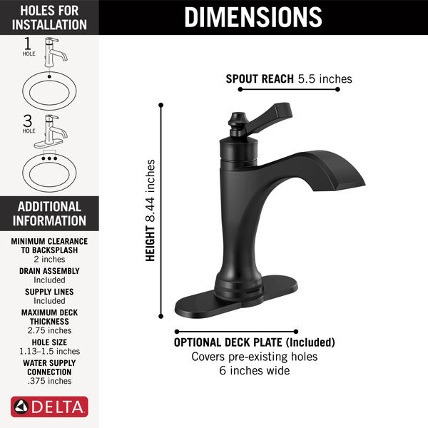 Touch2O® Bathroom Faucet with Touchless Technology in Matte Black 556T ...