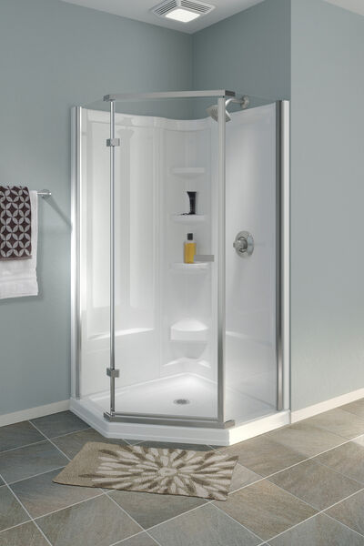 38" Frameless Neo Angle Shower Enclosure in Stainless 422061 | Delta Faucet