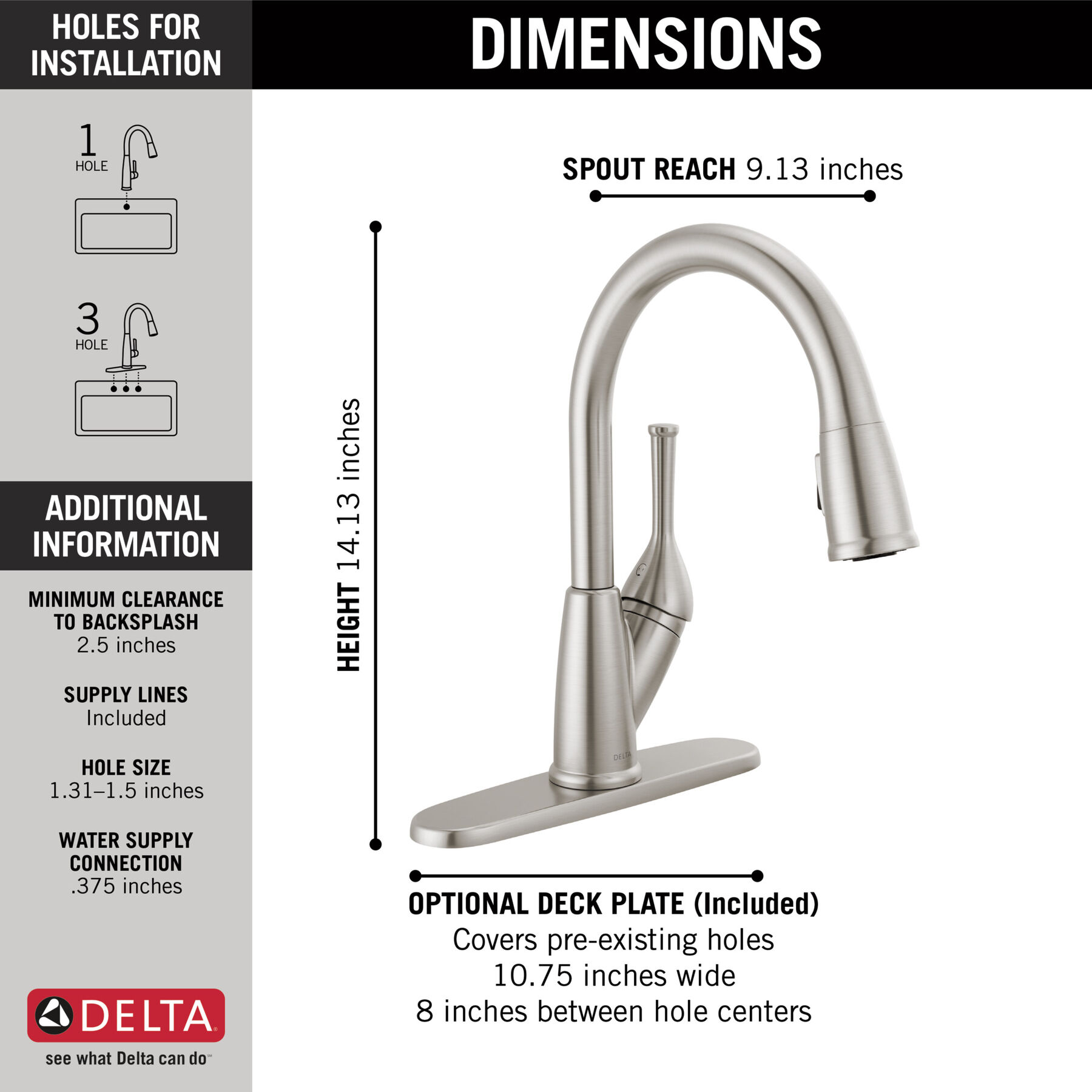 Single Handle Pull-Down Kitchen Faucet in Stainless 19810-SS-DST ...