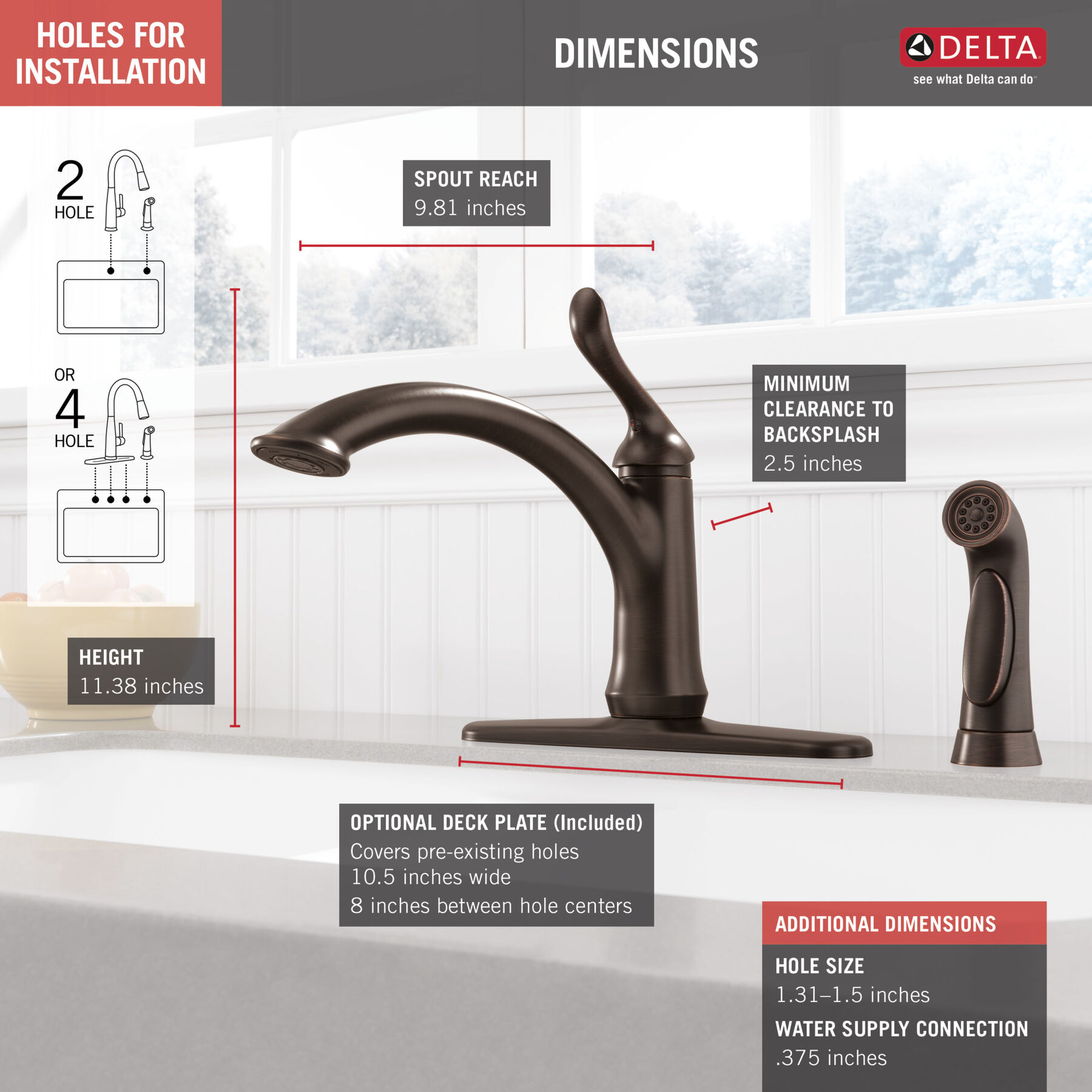 Kitchen Faucet 1L w/Spray (Recertified) in Venetian Bronze 4453-RB-DST ...