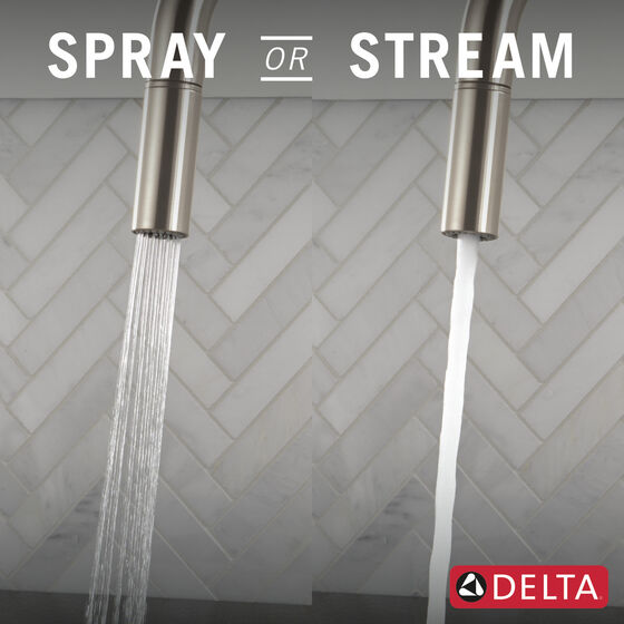 Single Handle Pull-Down Kitchen Faucet in Stainless 19868LF-SS | Delta ...