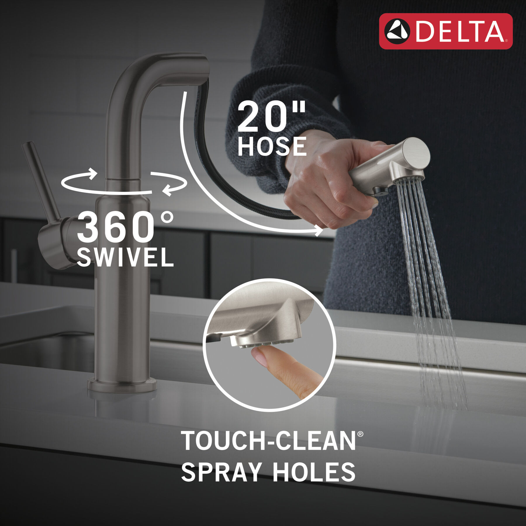Single Handle Pull-Out Kitchen Faucet in Stainless 16879-SS-DST | Delta ...