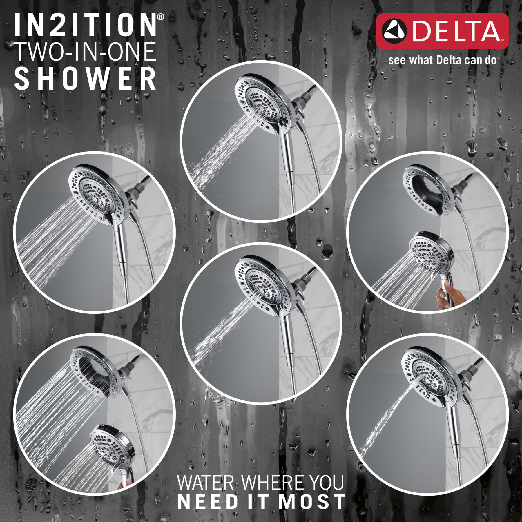 In2ition® 7-Setting Two-in-One Shower in Chrome 75687D | Delta Faucet
