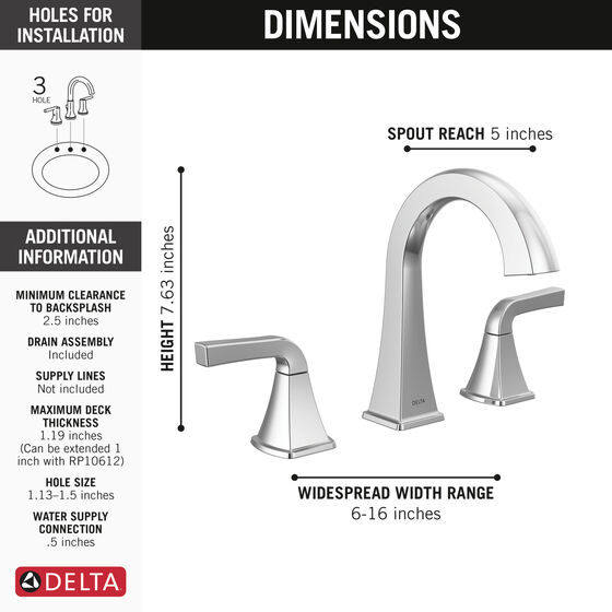 Two Handle Widespread Bathroom Faucet in Chrome 35854LF | Delta Faucet