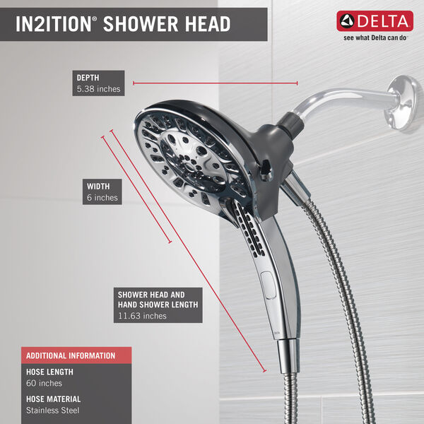 H2Okinetic® In2ition® 5-Setting Two-in-One Shower in Chrome 75505 ...