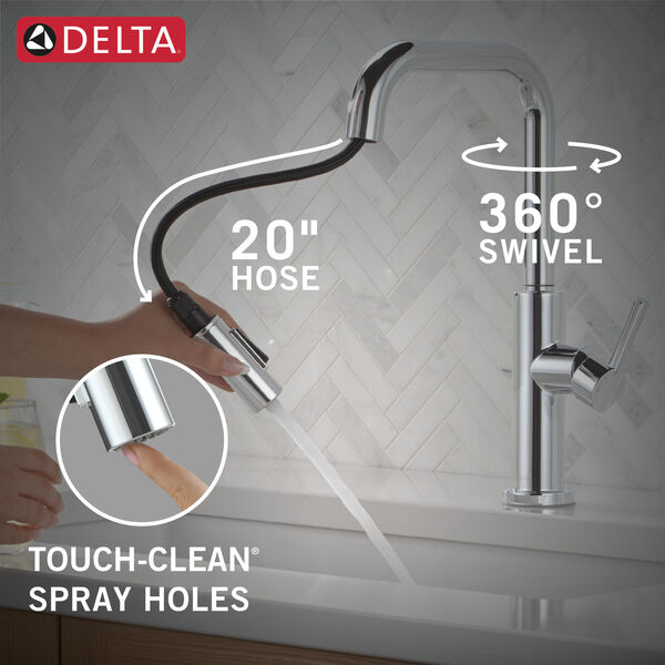 Single Handle Pull-Down Kitchen Faucet in Chrome 19868LF | Delta Faucet