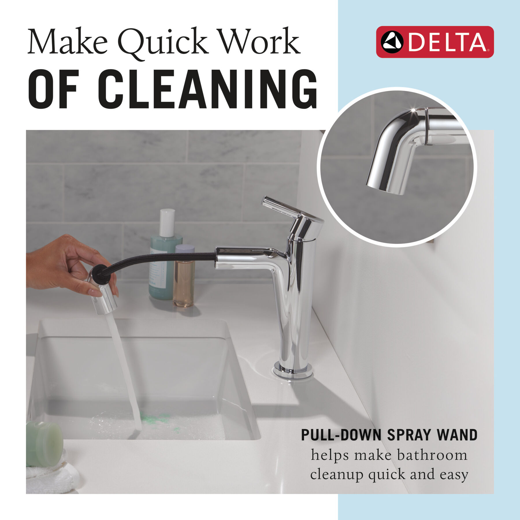 Single Handle Pull-Down Bathroom Faucet in Chrome 15849LF-PD | Delta Faucet