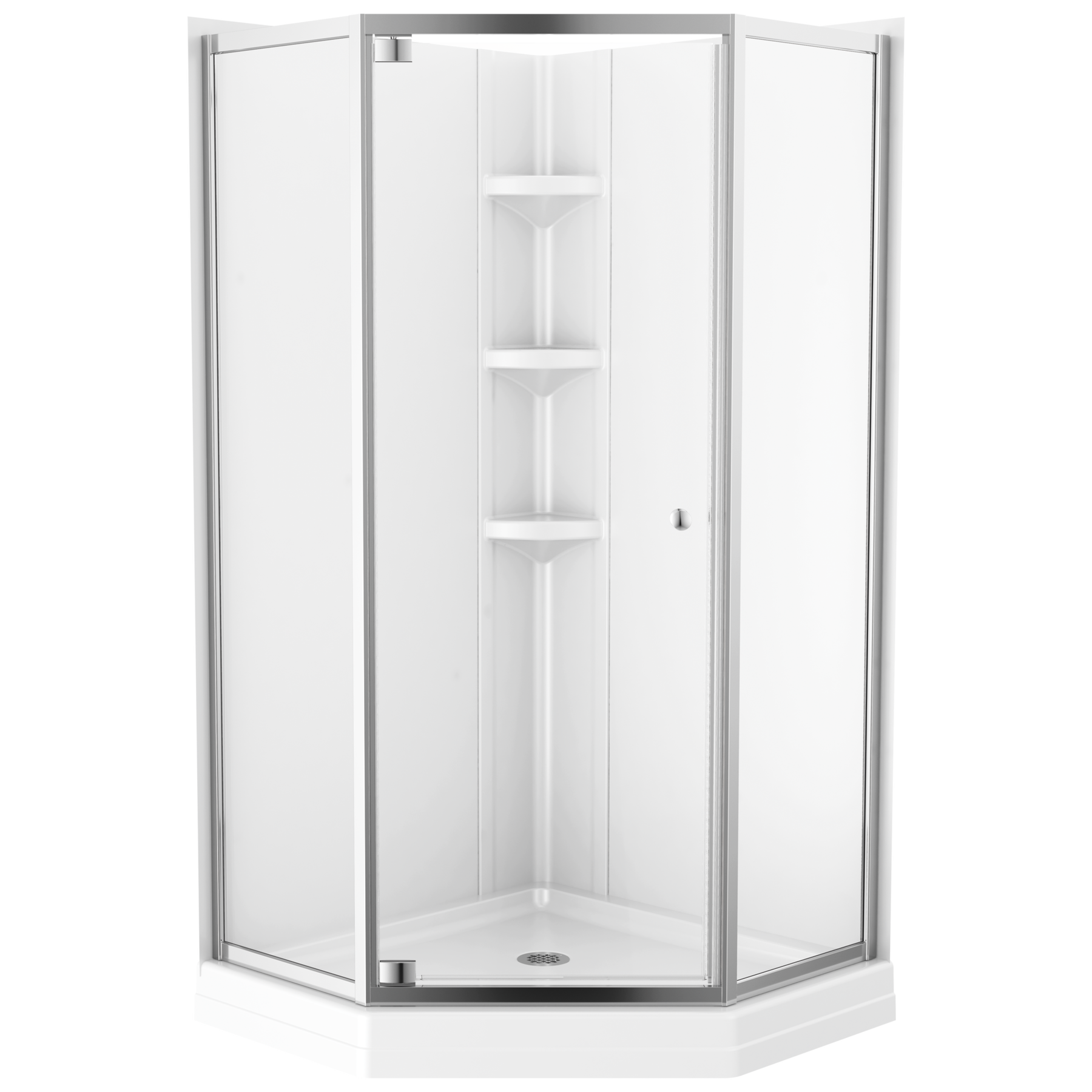 38x38 Corner Shower Bundle with Door - Framed Neo with Glue Up Wall Set ...