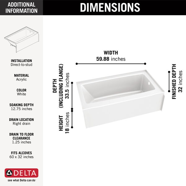 Classic 500 Bathtub 60"x32" Left Drain
