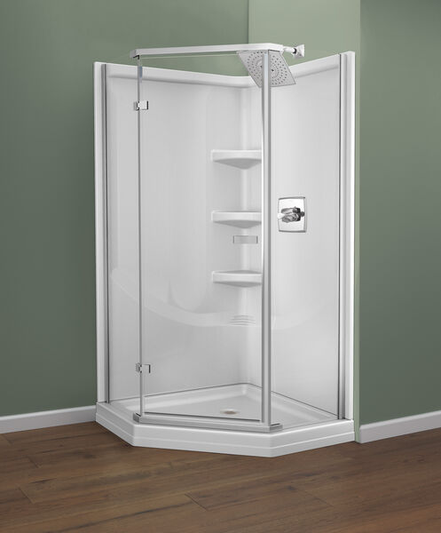 38'' Direct-to-Stud Corner Shower Wall Set in High Gloss White B67916 ...