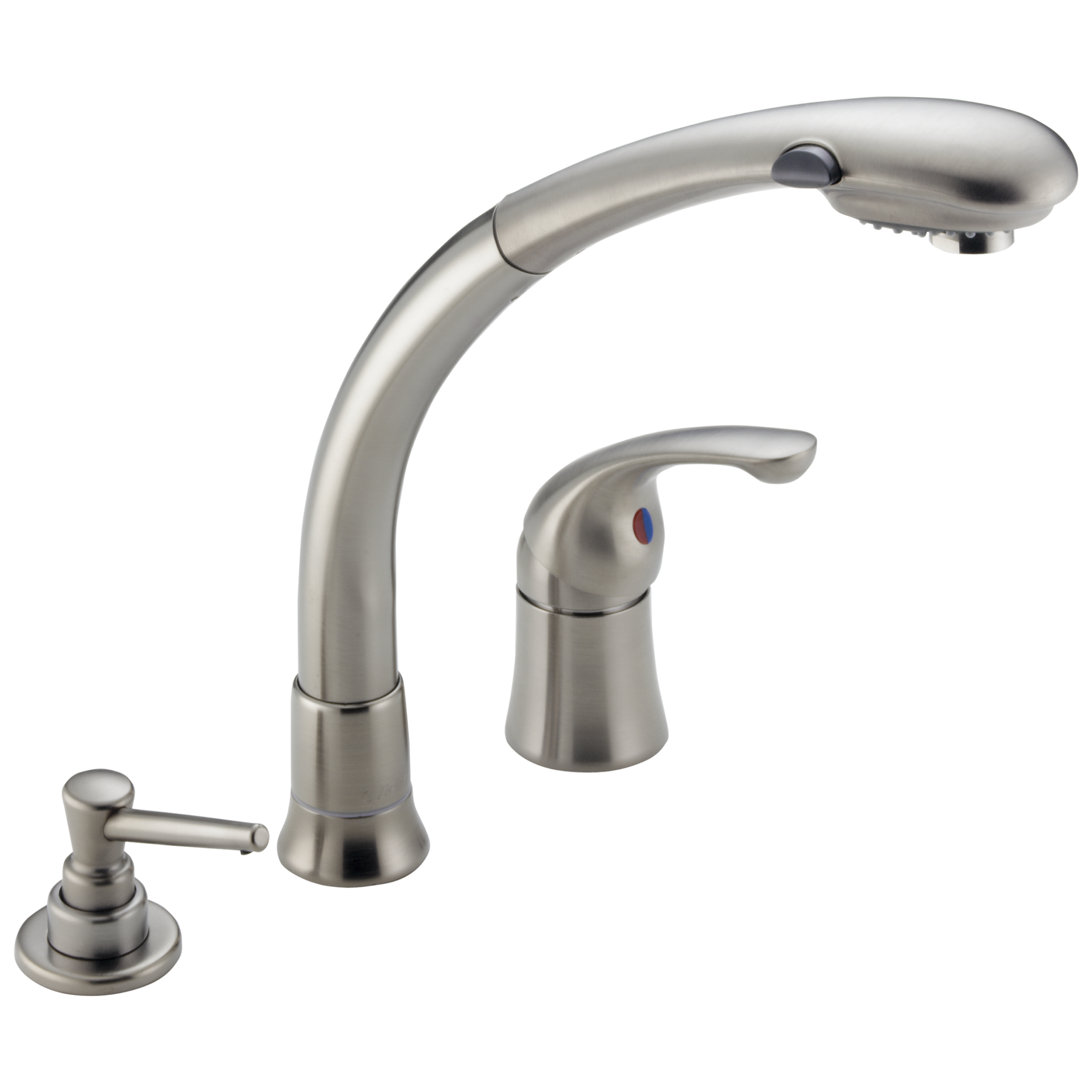 Single Handle Pull-Out Kitchen Faucet with Soap Dispenser in Stainless ...