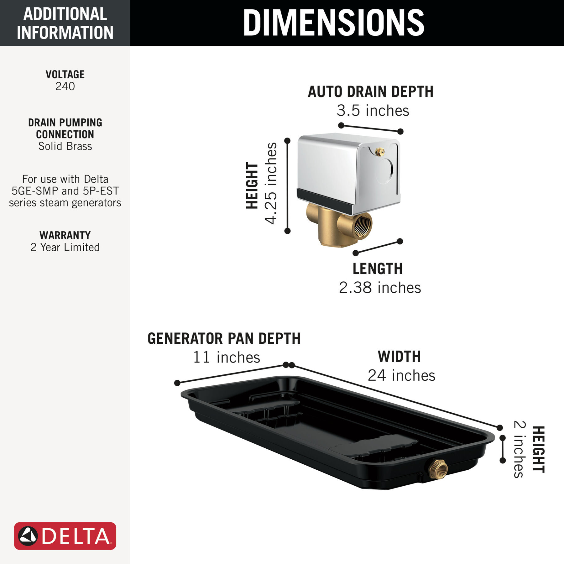 Generator Pan and Auto Drain - 240v 5GA-PAD-240 | Delta Faucet