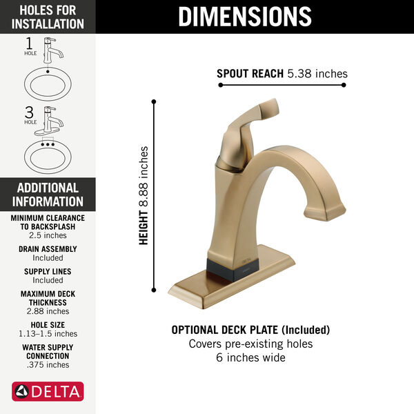 Touch2O® Bathroom Faucet with Touchless Technology in Champagne Bronze ...