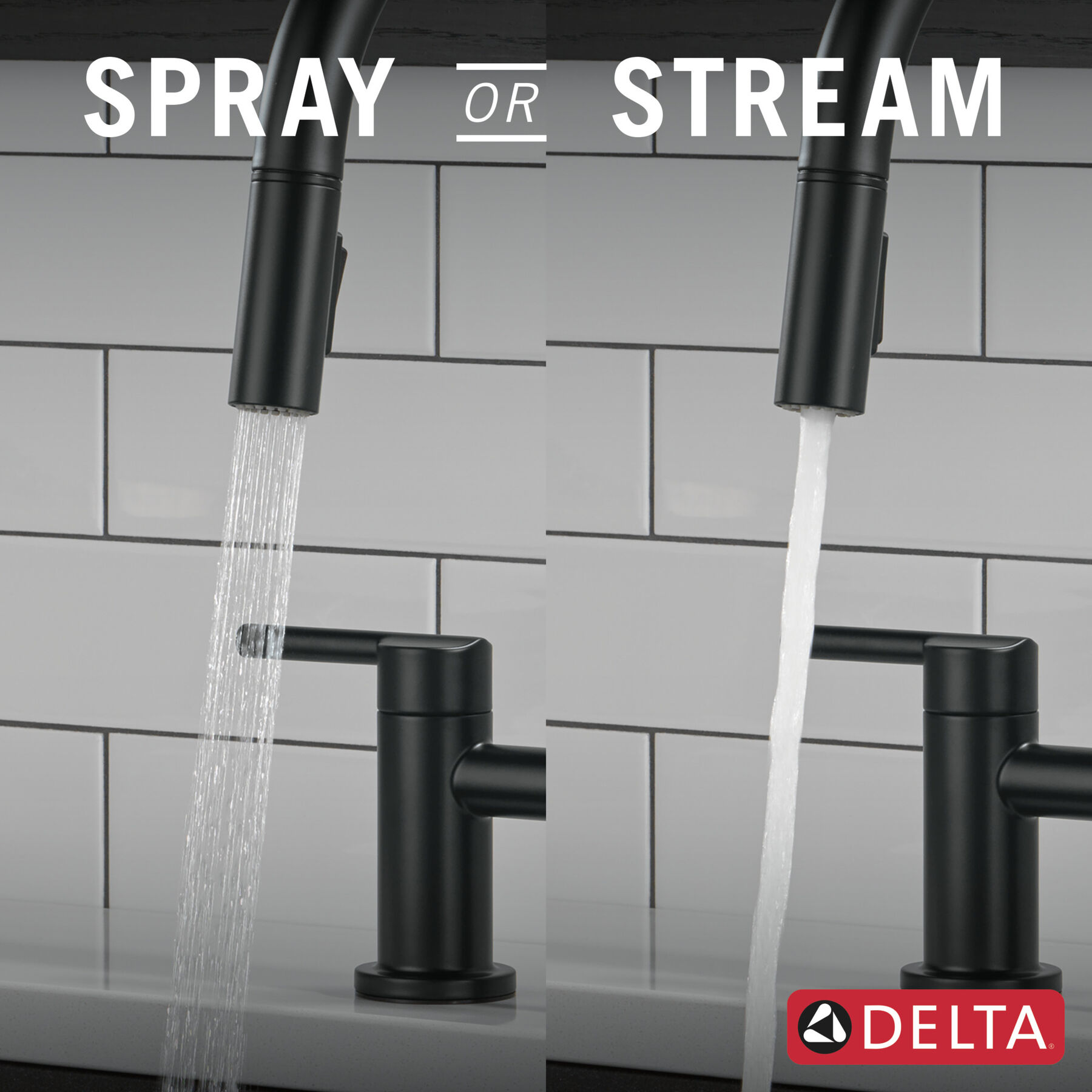 Two Handle Pull-Down Bridge Kitchen Faucet in Matte Black 39876LF-BL ...