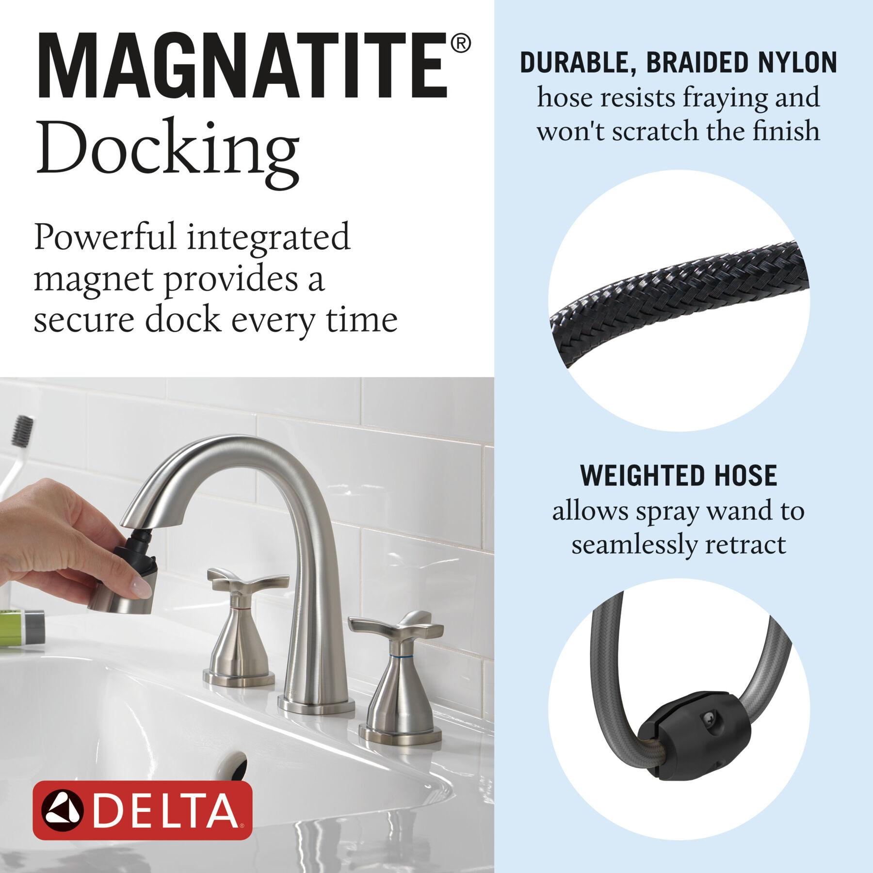 Two Handle Widespread Pull Down Bathroom Faucet in Lumicoat® Stainless 357756-SSPD-PR-DST ...