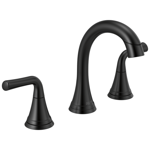 Two Handle Widespread Pull-Down Bathroom Faucet in Matte Black 3533LF-BLPDMPU | Delta Faucet