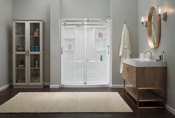 60"x32" Classic 500 Curved Shower Door in Stainless B12565-6032-SS ...