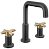 Two Handle Widespread Bathroom Faucet in Matte Black / Champagne Bronze 35894LF-GZ | Delta Faucet