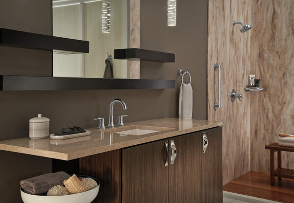 Contemporary Corner Shelf with Assist Bar (Recertified) in Chrome 41516 ...