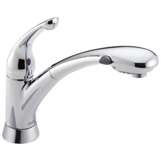 Single Handle Pull-Out Kitchen Faucet in Chrome 470-DST | Delta Faucet